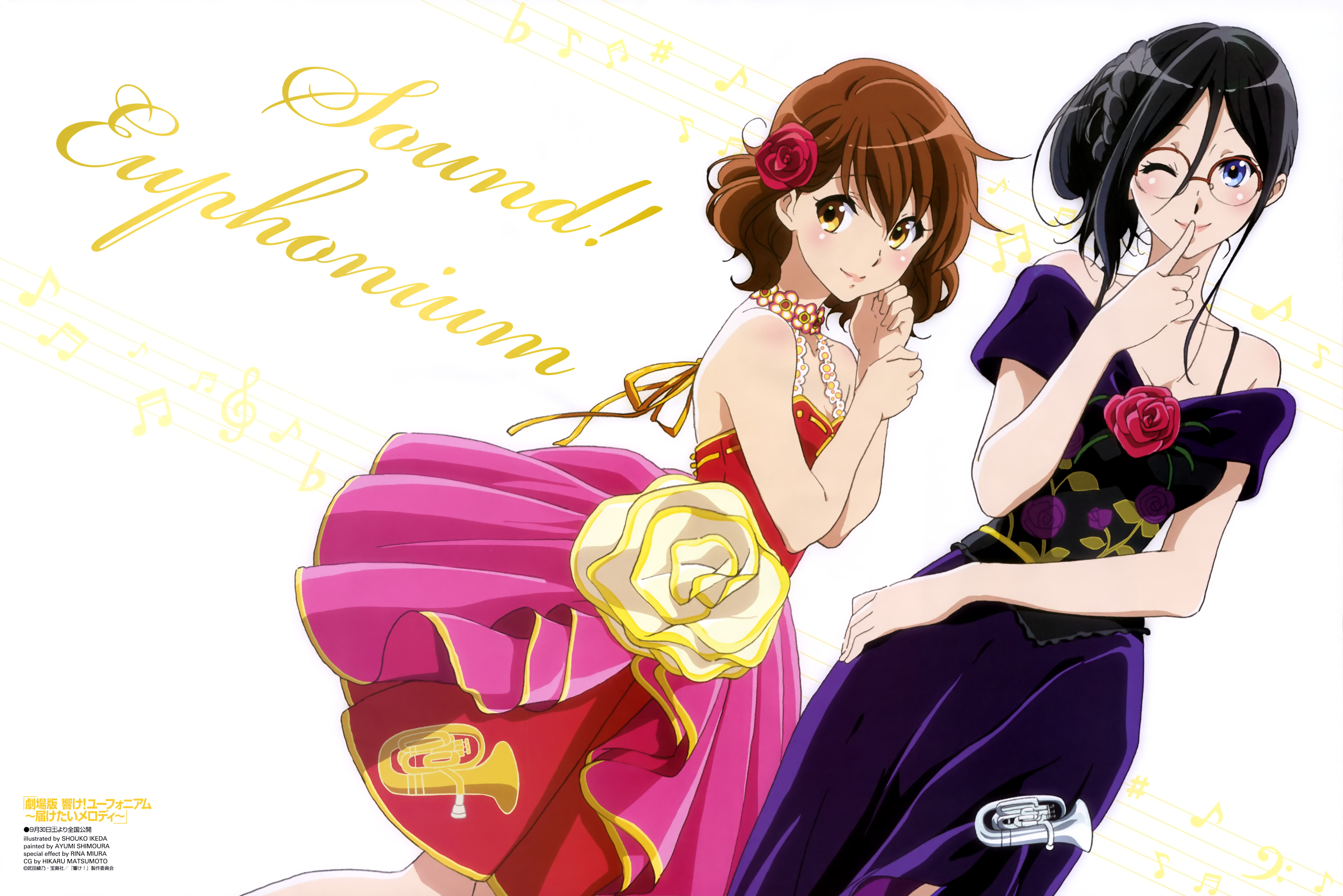 Safebooru - 2girls ;) absurdres black dress black hair blue eyes brown hair collarbone copyright ...